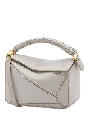 Loewe Loewe Puzzle Mini Woven-Handle Cross-Body Bag Shell Grey