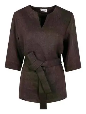 P.a.r.o.s.h Belted Blouse - Brown