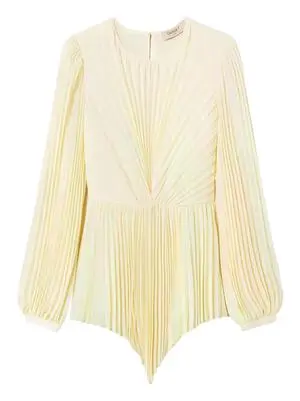 TWINSET Pleated Georgette Blouse - Yellow