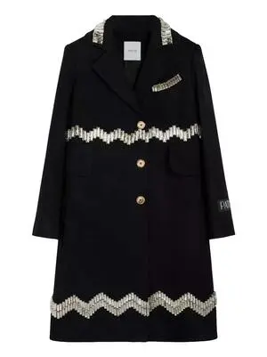 Patou Crystal-embellished Coat - Black