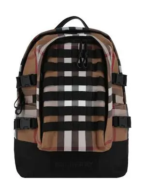 Burberry Check Print Backpack - Brown