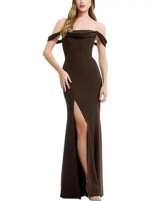 Dress The Population Melania Gown - Mocha