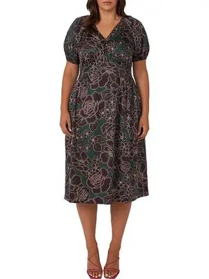 ESTELLE Wildflower Raglan Sleeve Midi Dress - Print