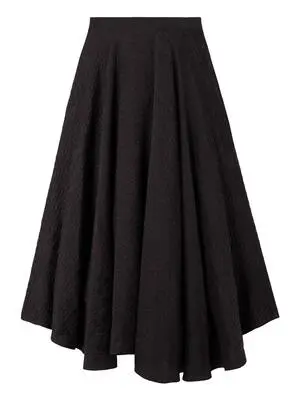 Loro Piana Elise Quilted Silk-cloqué Midi Skirt - Brown