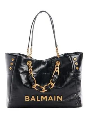 Balmain 1945 Monogram Embossed Small Tote - 0pa Black