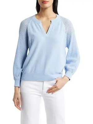 Wit & Wisdom Wit & Wisdom V-Notch Sweater Blue Crush