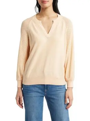 Wit & Wisdom V-notch Sweater - Peach Fuzz