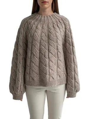 SSKEIN SSKEIN Tomo Mix Cable Handknit Pullover Oat Heather