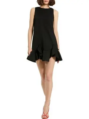 Mac Duggal Crepe Ruffle Hem Mini Dress - Black