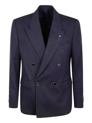 LARDINI Double-Breasted Blazer Blue