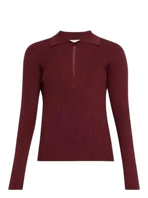 Maria Mcmanus Merino Wool Single-button Polo Shirt - Merlot