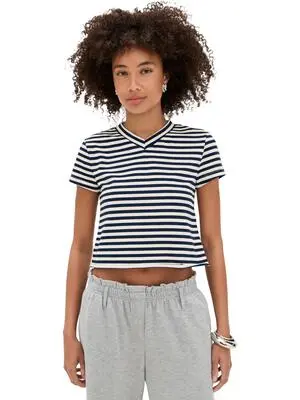 Lioness Striped North Light Tee - Navy White Stripe