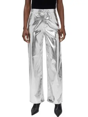 Rag & Bone Logan Faux Leather Wide-leg Pants - Silver