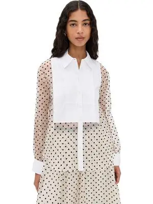 Tanya Taylor Arielle Silk Top - Cream/black/optic White Multi