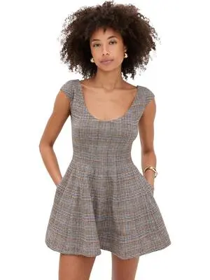 GUIZIO Leila Tartan Mini Dress - Green Multi