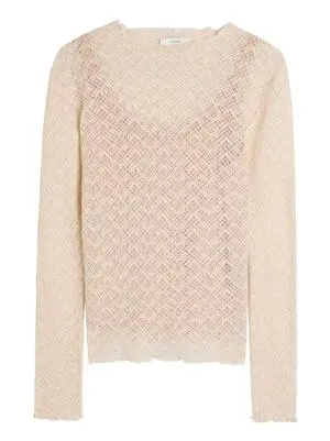 Vince Mock-neck Lace Top - Cream