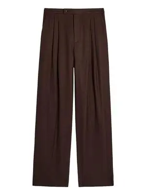 Vince Pleated Wide-leg Woven Trousers - Moca