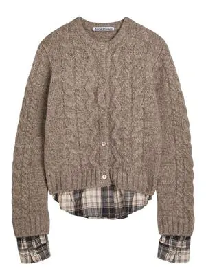 Acne Studios Plaid Shirt-Effect Brushed Wool-Blend Cardigan Light Brown