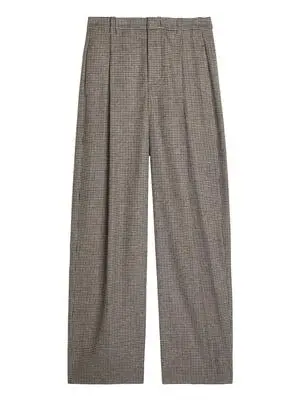 Vince Houndstooth Straight-leg Woven Trousers - Brown
