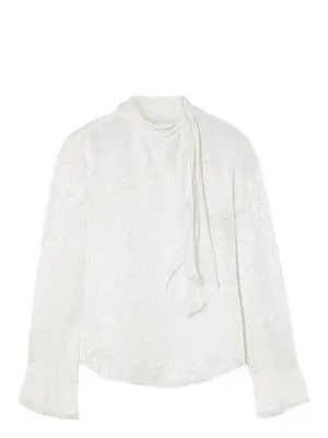 Isabel Marant Raphaella Pussy-bow Paisley-print Satin-jacquard Blouse - White
