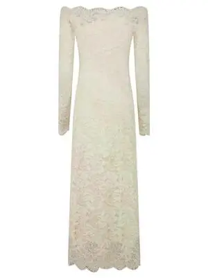 Rabanne Off-shoulder Lace Midi Dress - Neutrals