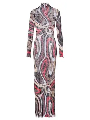 Emilio Pucci Printed Tulle-trimmed Jersey Maxi Dress - Multicoloured