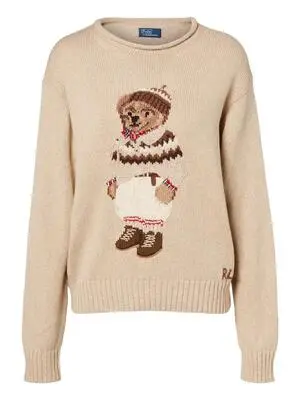 Polo Ralph Lauren Polo Bear Cotton And Wool-blend Sweater - Beige