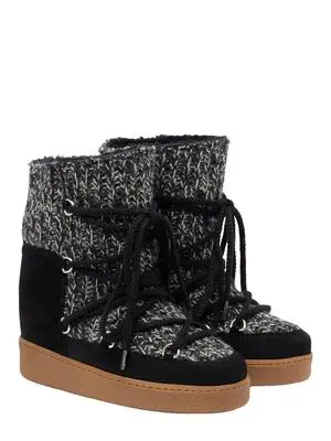 Isabel Marant Suede-trimmed Shearling Snow Boots - Black