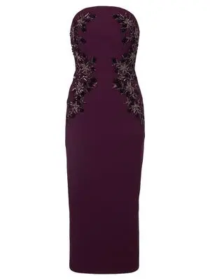 Rebecca Vallance Beatrice Beaded Crêpe Midi Dress - Burgundy
