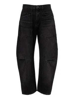 NILI LOTAN Shon Mid-rise Barrel-leg Jeans - Black