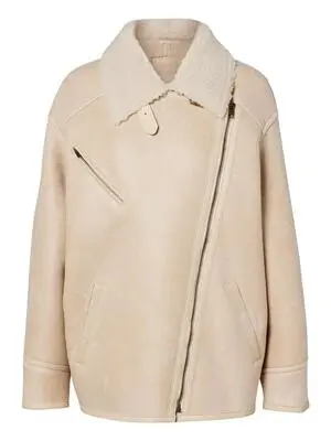 Isabel Marant Adelina Shearling-trimmed Leather Jacket - White