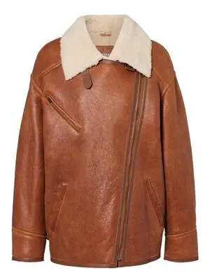 Isabel Marant Adelina Shearling-trimmed Leather Jacket - Brown