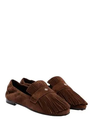 TORY BURCH Ballet Fringed Suede Loafers