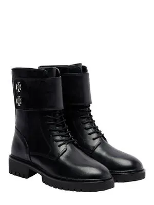 TORY BURCH Turnlock Leather Combat Boots