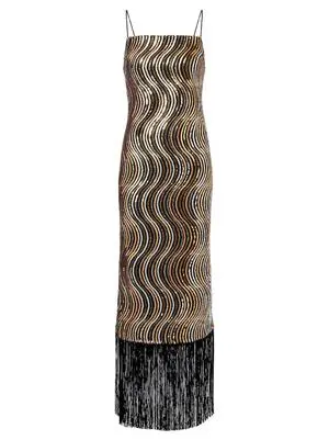 TALLER MARMO Hemingway Disco Sequined Midi Dress - Gold
