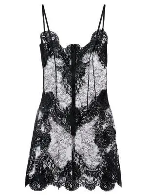 Dolce & Gabbana Sheer Lace Mini Dress - Black