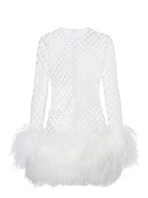 DOLCE & GABBANA Dolce&Gabbana Feather-Trimmed Sequined Minidress