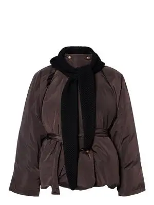Magda Butrym Belted Hooded Puffer Jacket - Brown