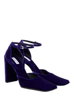 Alaïa Square 90 Velvet Pumps - Purple