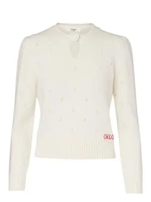 Chloé Pointelle Wool And Cashmere Sweater - White
