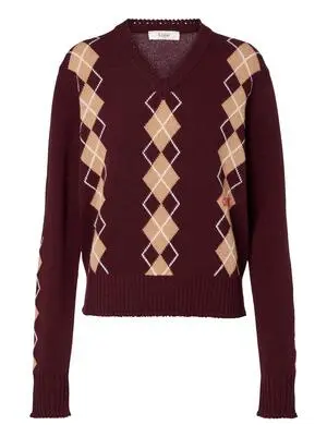 Chloé Argyle Wool And Cashmere Sweater - Burgundy