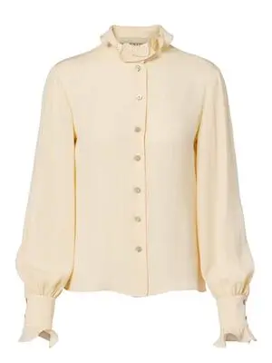Valentino Garavani Ruffled Silk Georgette Blouse - Beige