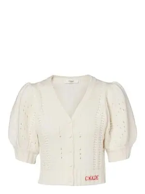 Chloé Pointelle Wool And Cashmere Cardigan - White