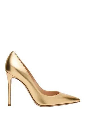 GIANVITO ROSSI 105 Metallic Nappa Leather Pointed-toe Pumps - Gold