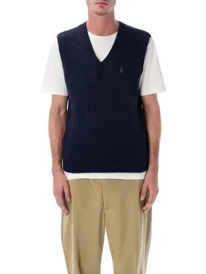 Ralph Lauren Cable-knit Cashmere Sleeveless Jumper - Hunter Navy