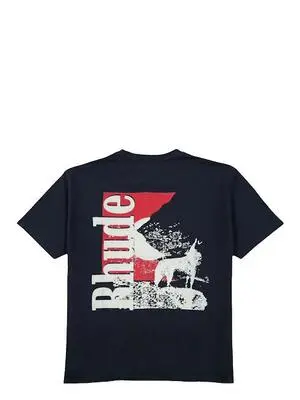 Rhude Moonlight Wolf Pocket Tee Shirt - Black/white/red