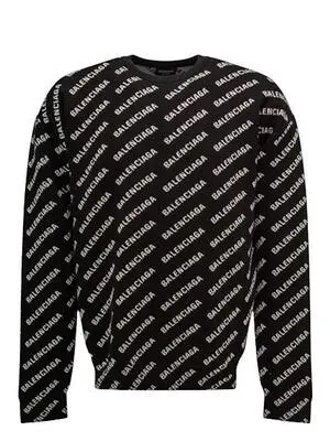 Balenciaga Printed Wool Sweater - Black