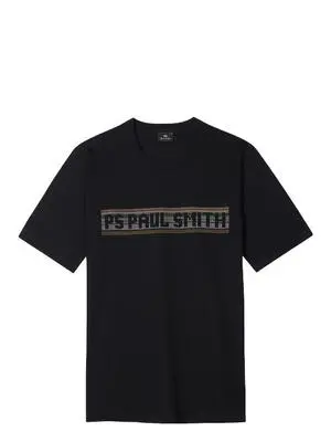 Paul Smith Stitch Stripe Logo' Print T-shirt - Black