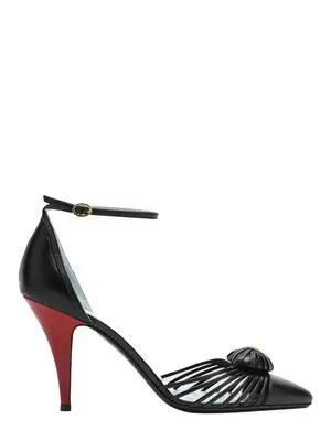Valentino Garavani Leather Pumps With Ankle Strap - Black