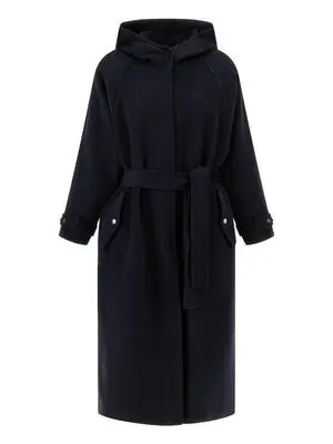 Pinko Belted Overcoat - Blue